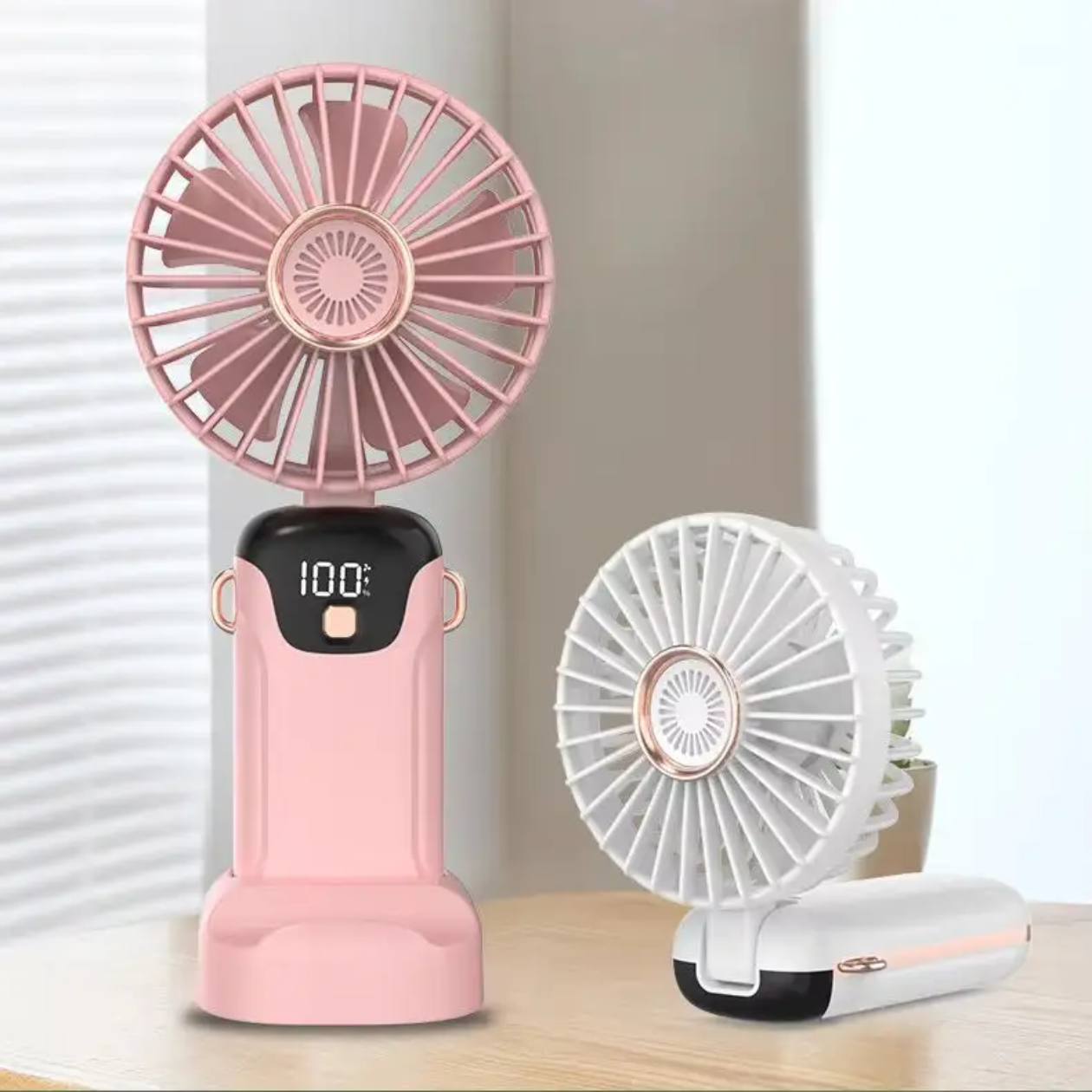 ️Portable Rechargeable Mini Fan with LED Display & 5 Speeds – Shubaz