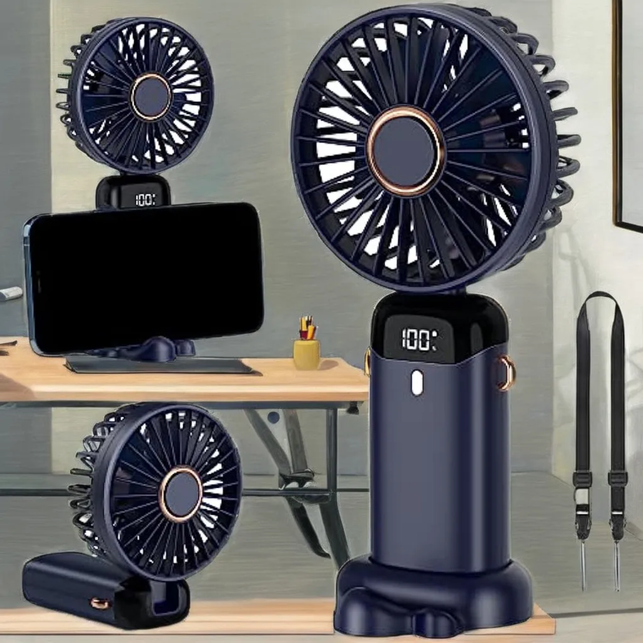 ️Portable Rechargeable Mini Fan with LED Display & 5 Speeds – Shubaz